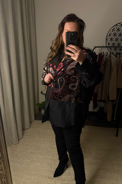 Black And Red Paisley Velour Shirt – Lusso Clothing